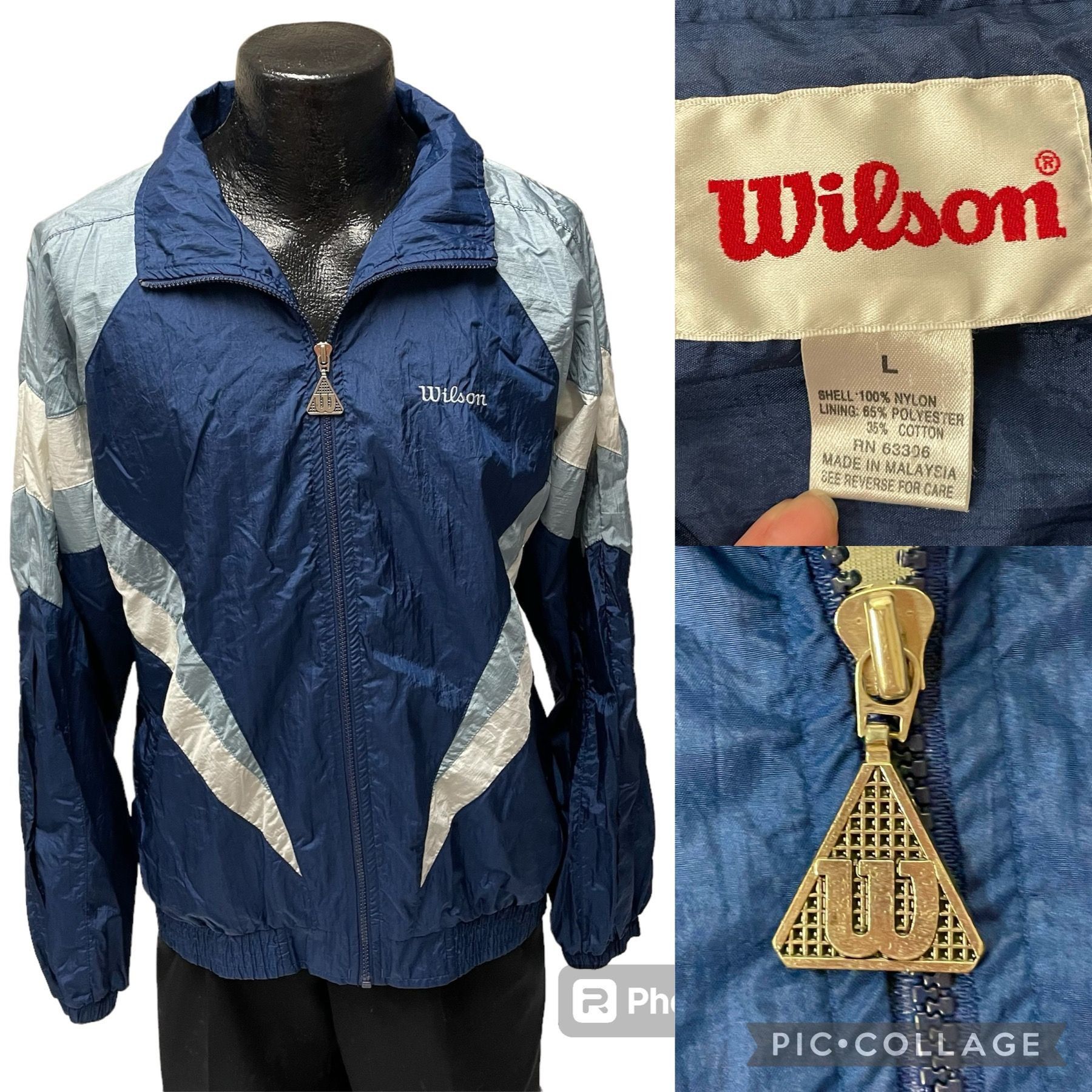 Wilson Athletics 90’s Wilson SHINY Blue Nylon Windbreaker LOGO Track ...