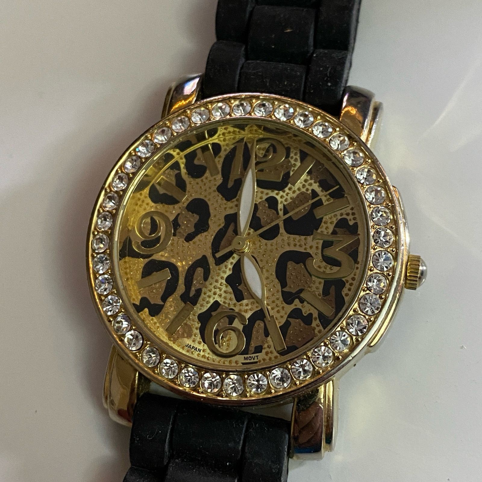 Other Ladies Gold Tone Leopard Print Dial Silicone Band Watch | Grailed