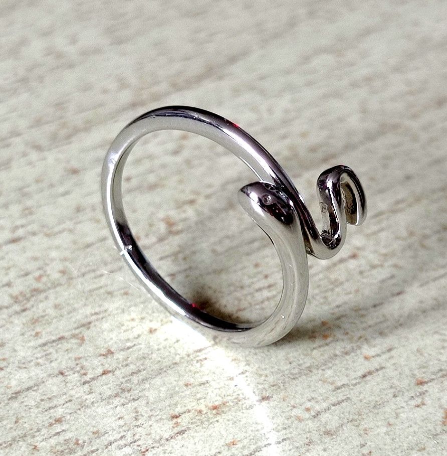 Designer × Kurt Cobain × Vintage Punk Snake Tiny Silver Shine Ring ...