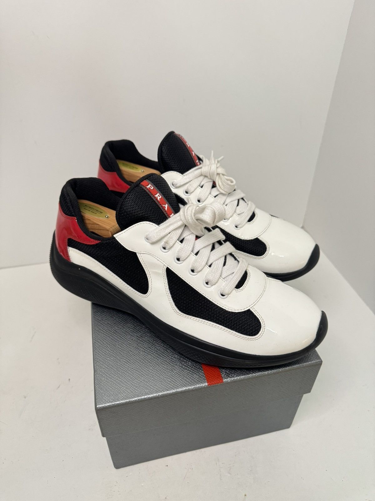 Prada Prada Americas Cup White/black/red Patent Leather | Grailed