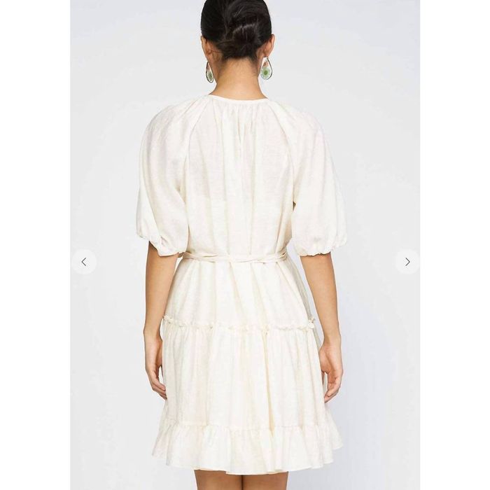 Current Air Nanda Puff Sleeve Tiered Wrap Dress In Cream | Grailed