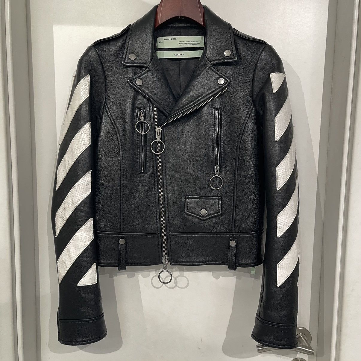 Off-White Off-White Leather Jacket Black | Grailed
