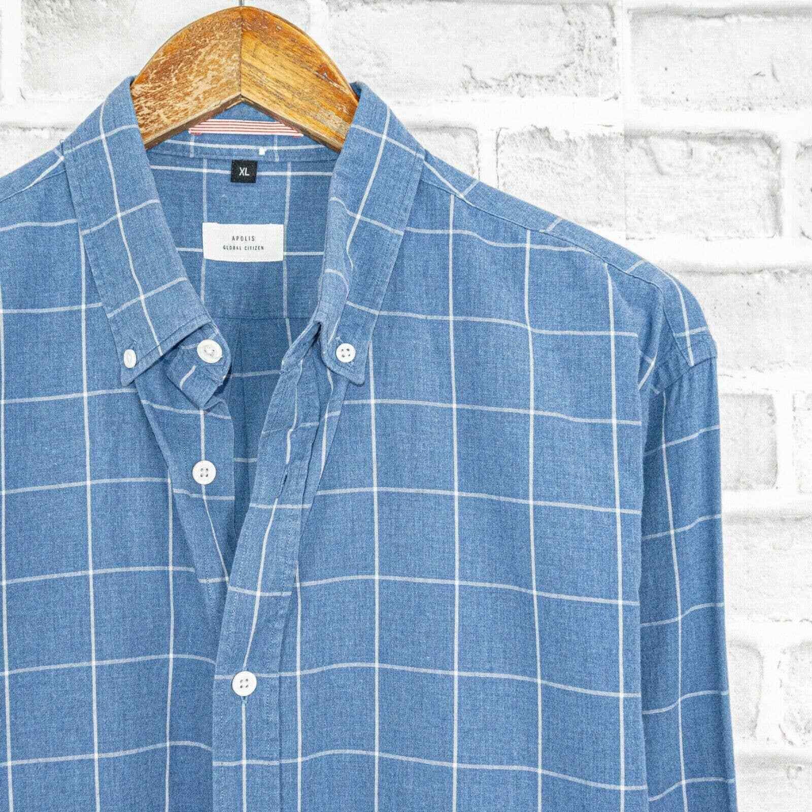 Apolis APOLIS Global Citizen Button Down Shirt Blue windowpane | Grailed