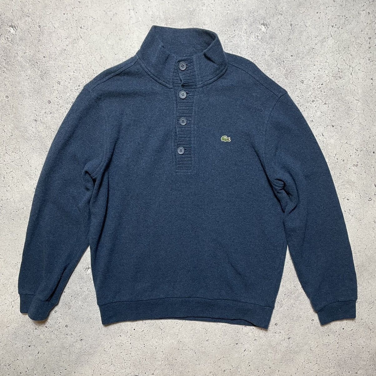 Lacoste × Streetwear × Vintage Vintage Wool Sweater 1/2 Lacoste Button ...