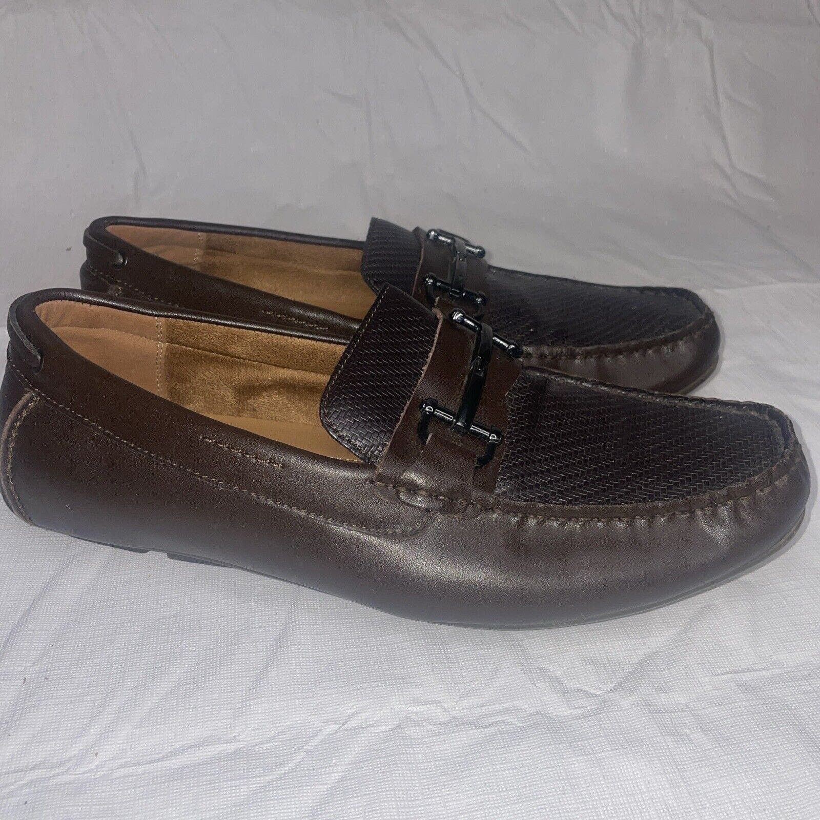 Alfani Alfani Brown Moc Toe Loafer Leather Metal Accent Men 10.5 | Grailed
