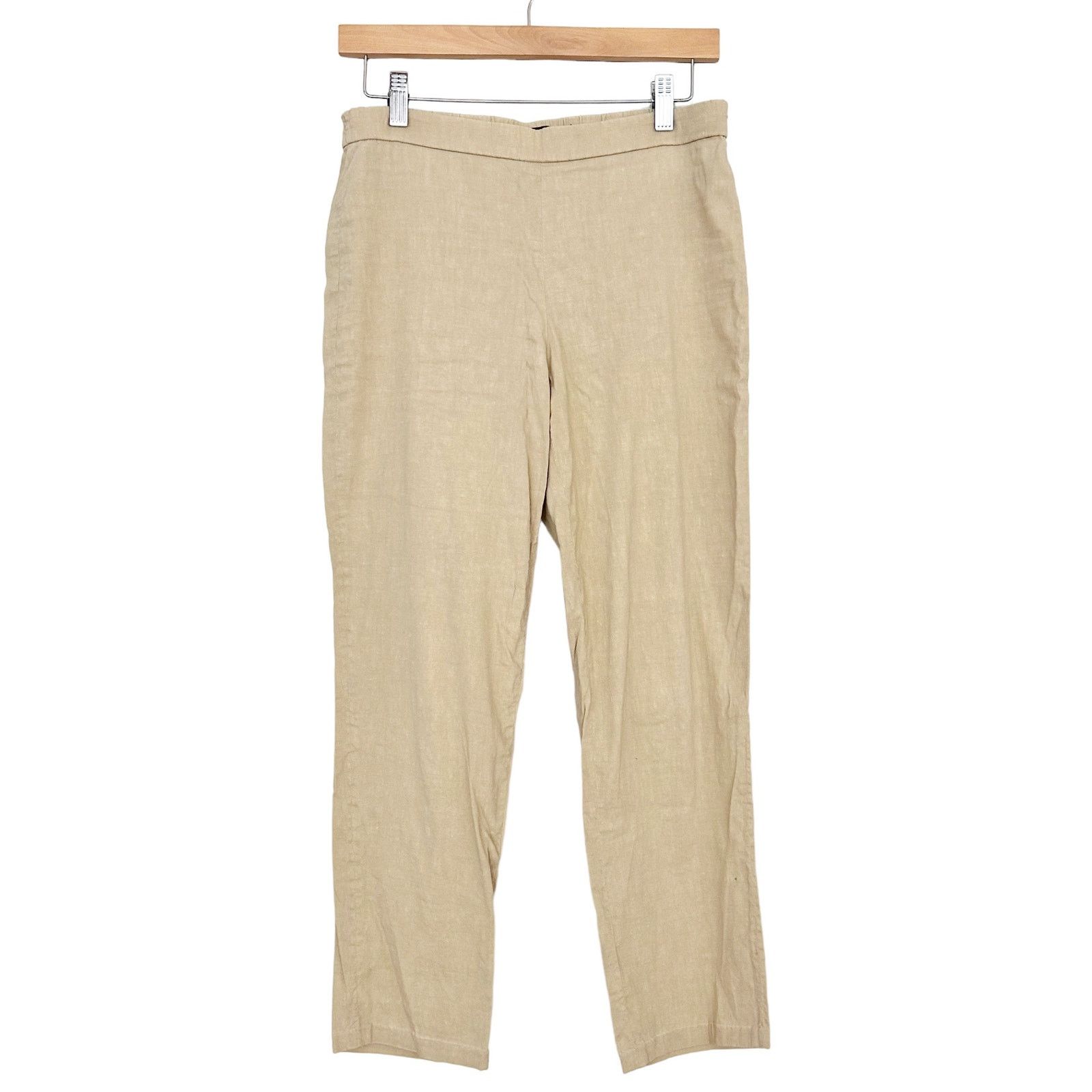 Theory Theory Tan Linen Blend Pull On Eco Crunch Pants Sz 4 | Grailed