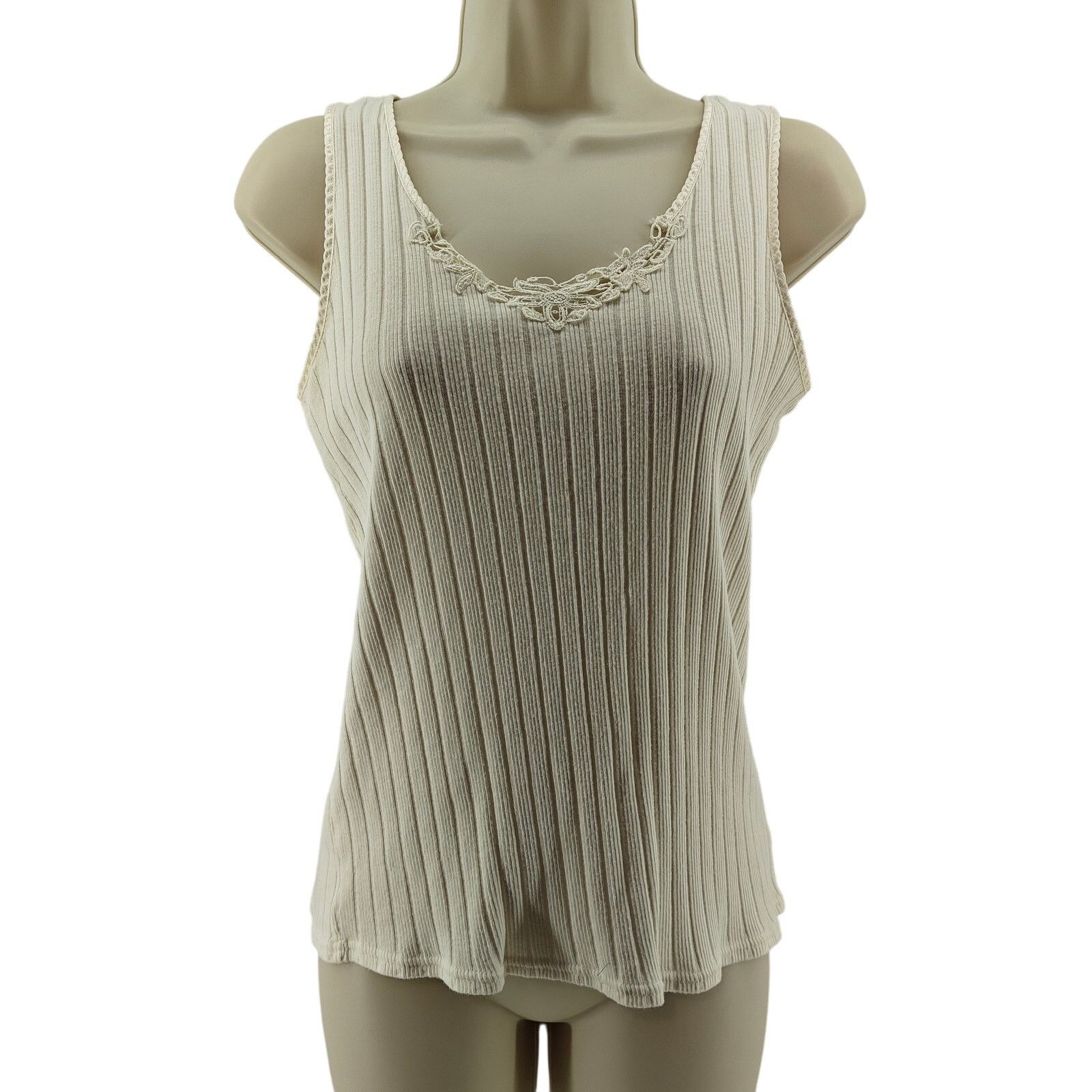Vintage Vintage Erika Taylor Intimates Cream Cotton Tank Ribbed S | Grailed