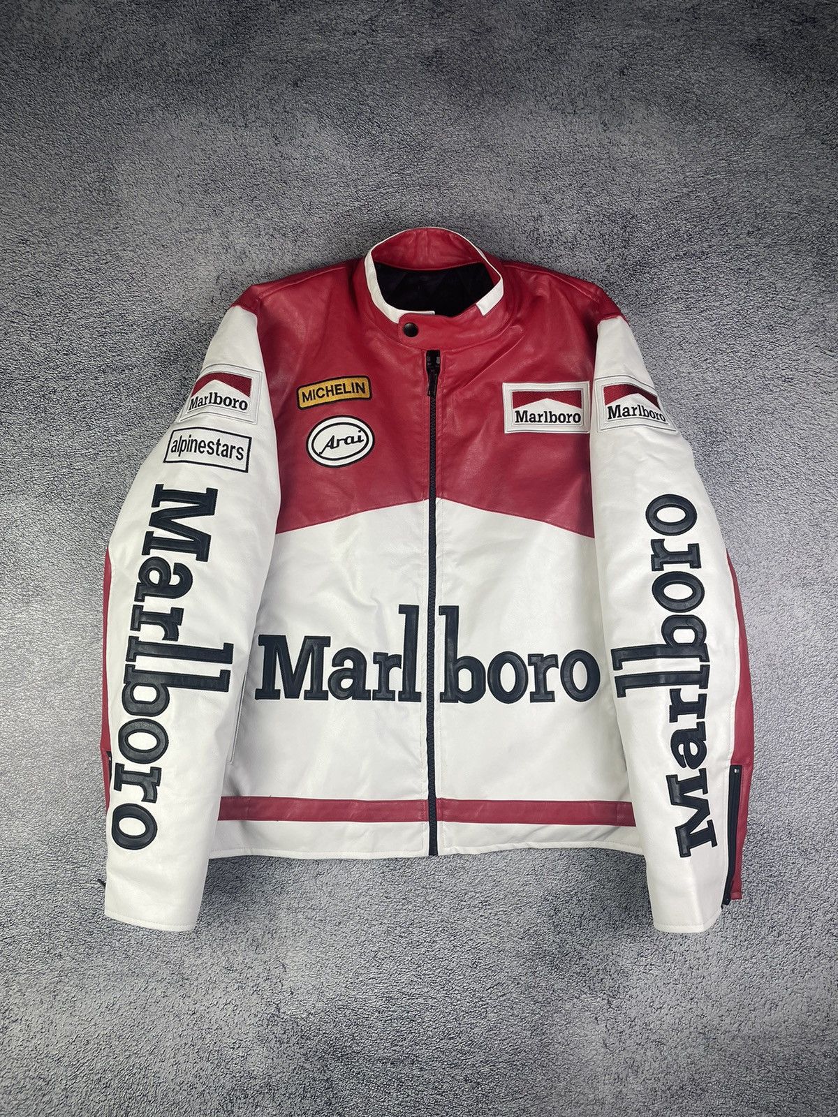 Leather Jacket × Marlboro × Racing F1 Vintage Marlboro Racing Motorbike ...