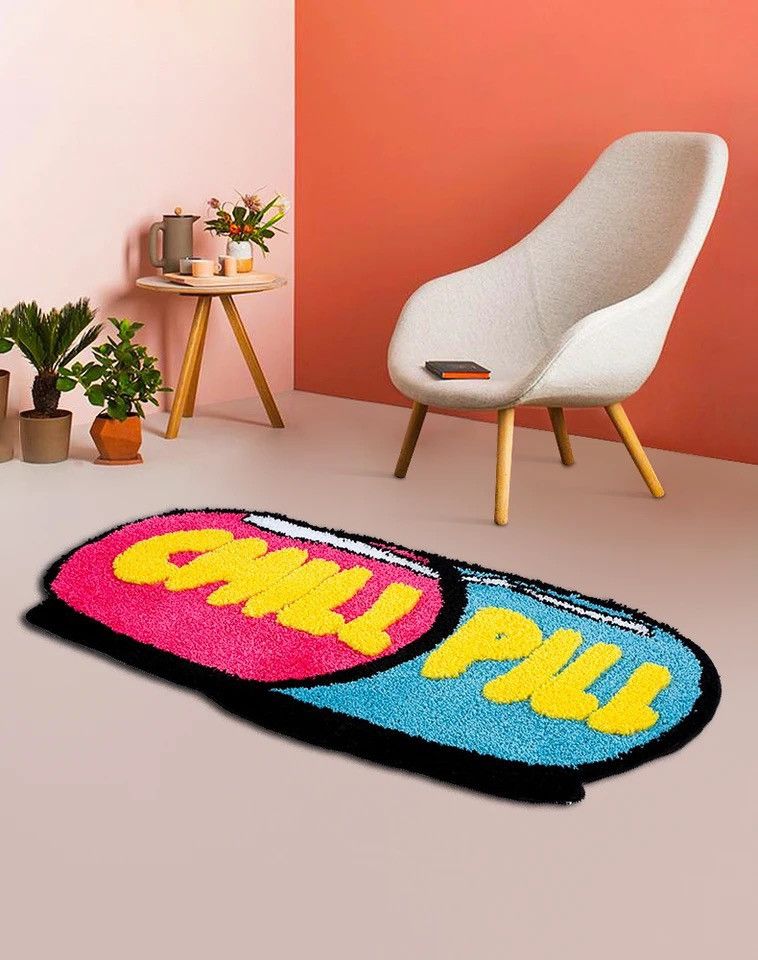Streetwear 3D Cute Chill Pill Rugs | Grailed