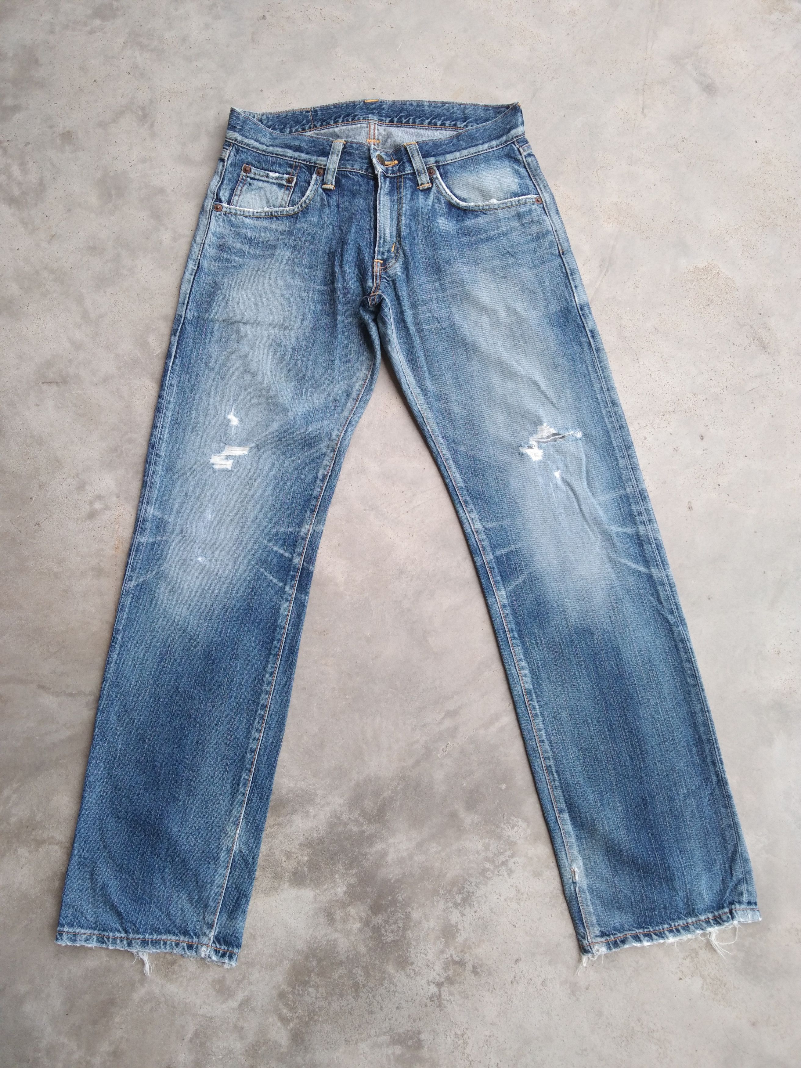 Japanese Brand Vintage Edwin 503 Faded Blue Distressed Jeans 30x32 ...