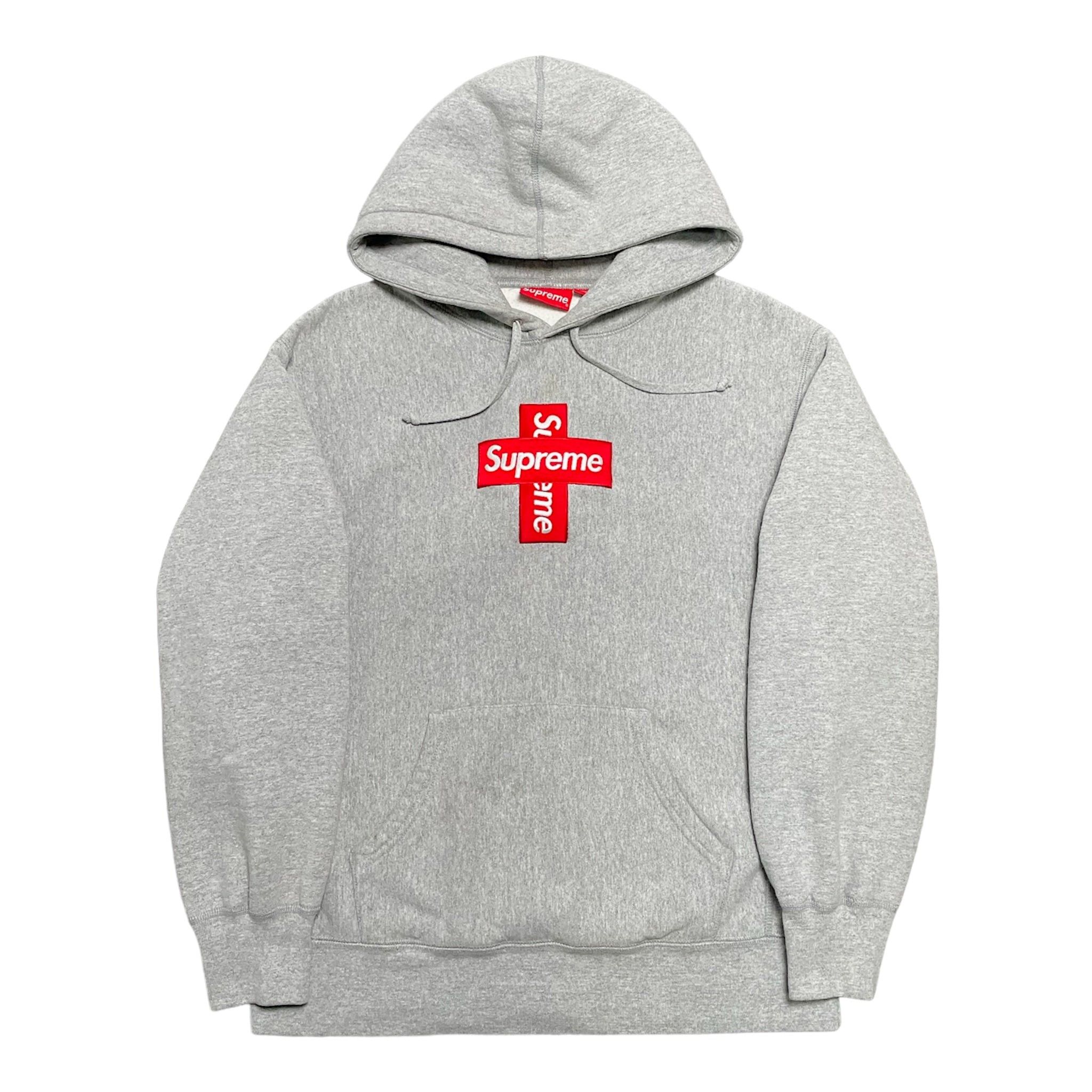 Supreme Cross Box Logo Hooded Sweatshirt Heather Grey | Grailed