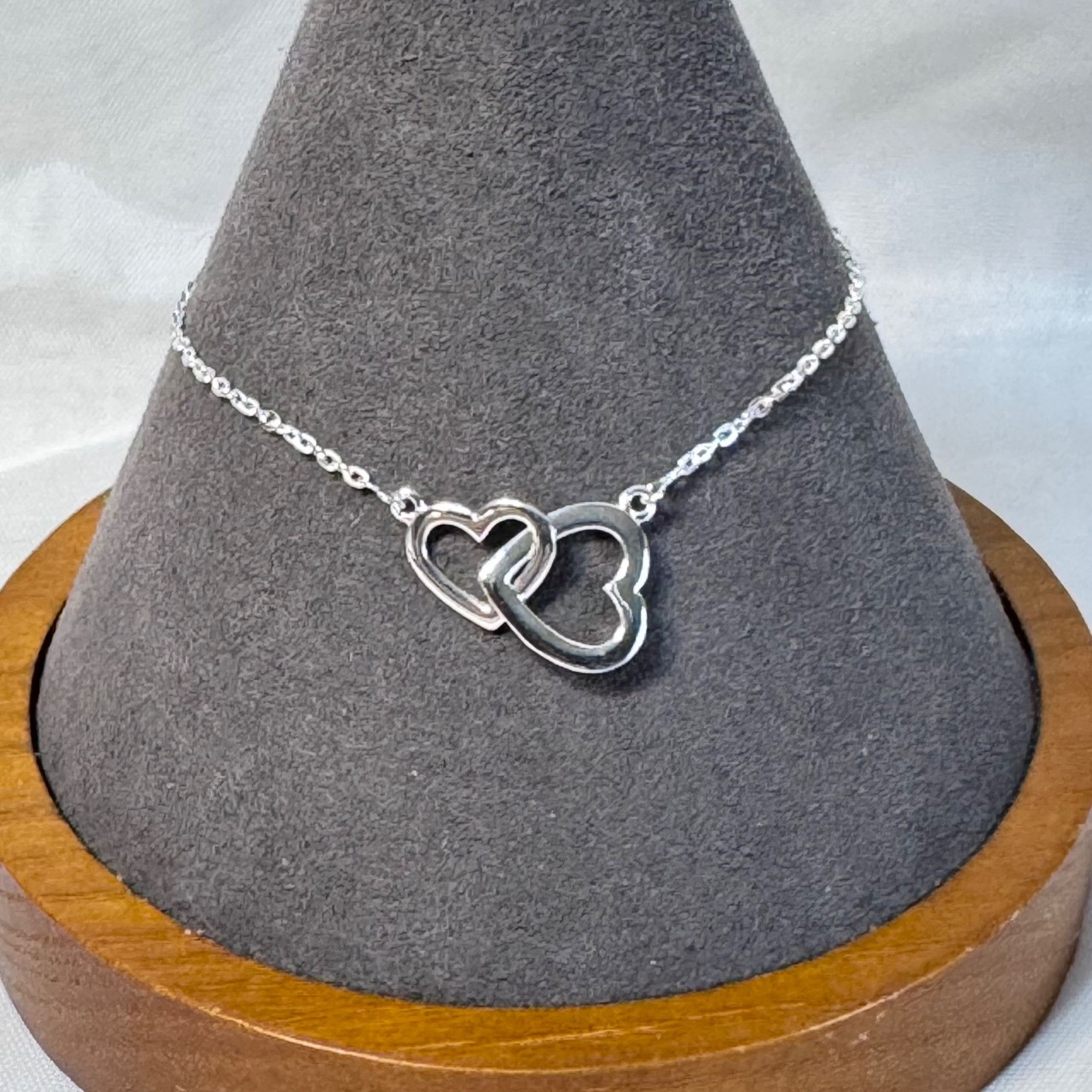 Other VTG Sterling Silver 925 Double Interlocking Heart Link Brace ...