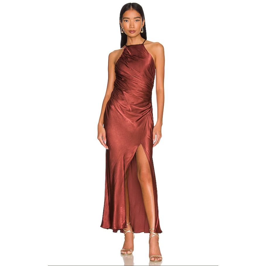 Shona Joy Shona Joy Thalia Gathered Square Neck Bias Midi Dress | Grailed
