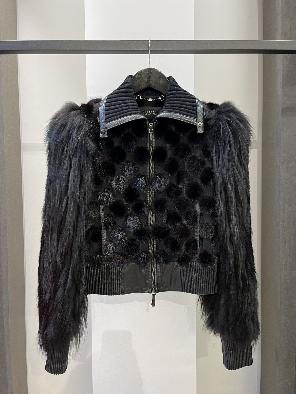 Gucci Gucci Fox Fur Dotted Leather Jacket | Grailed