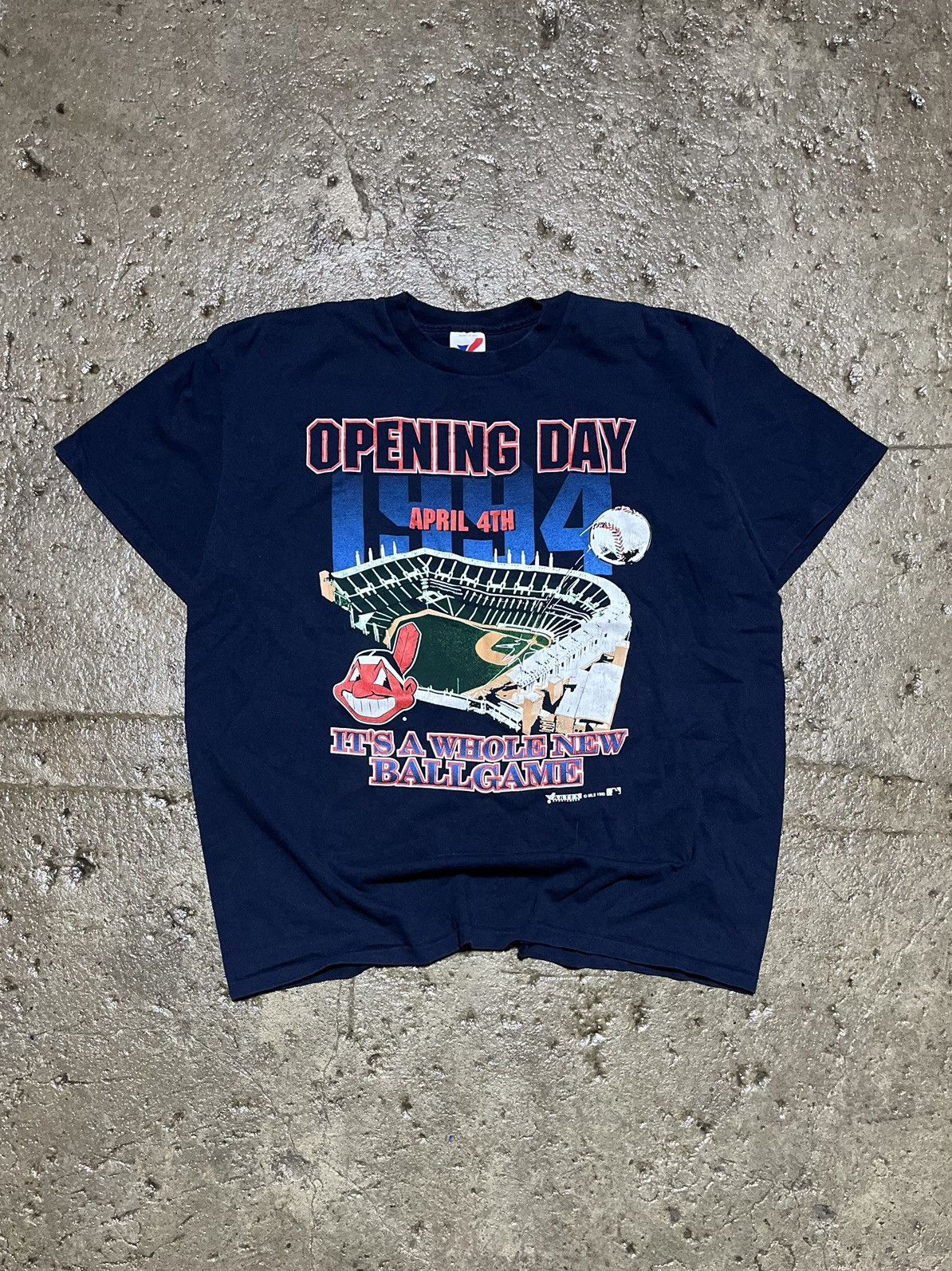 Vintage VINTAGE 90s CLEVELAND INDIANS MLB CHIEF WAHOO LOGO TEE BLUE | Grailed