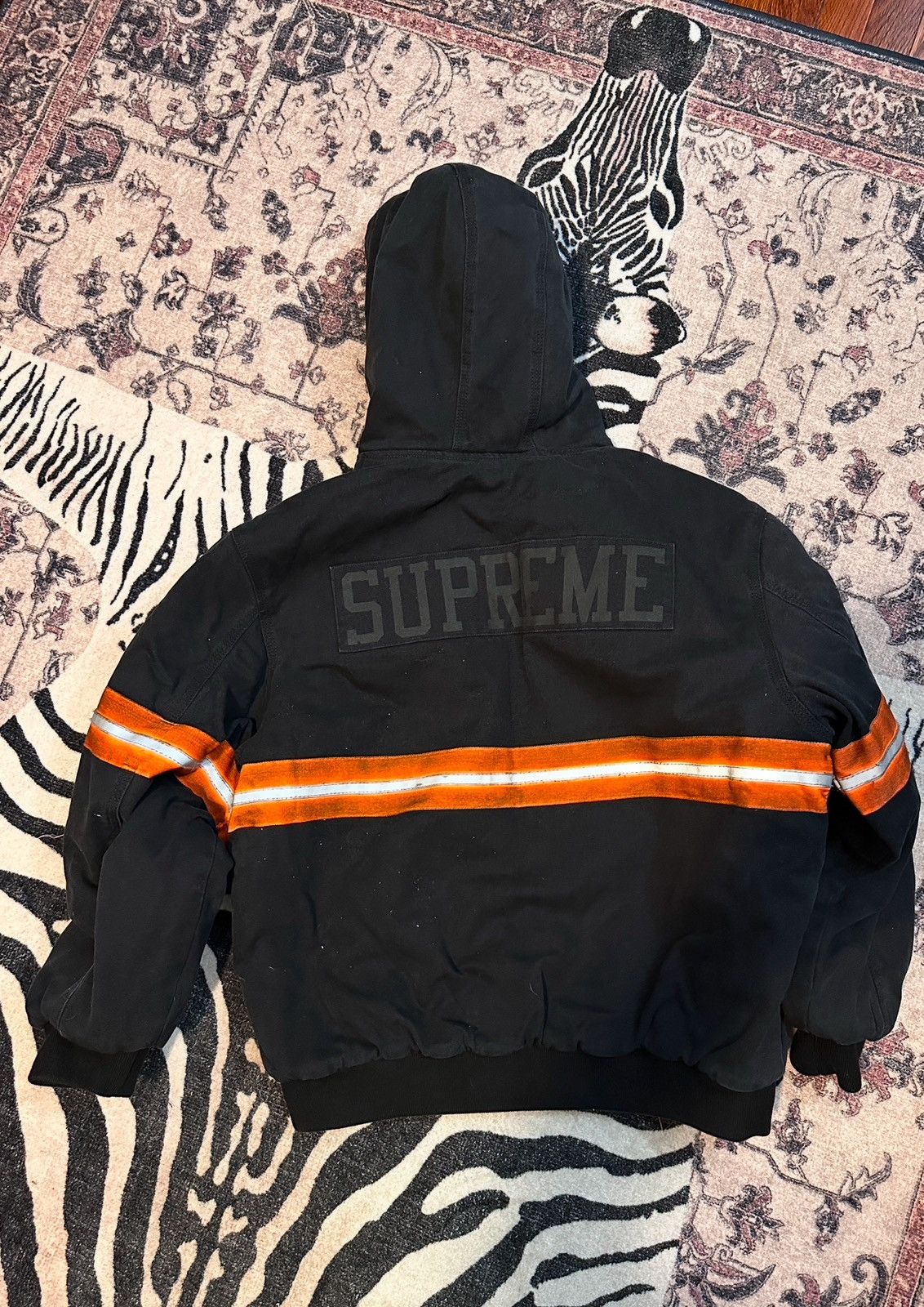 Carhartt × Streetwear × Supreme Supreme stipe reflective work hooded ...