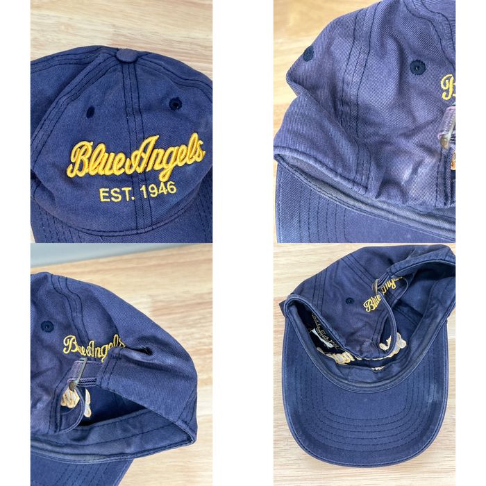 Vintage Blue Angels Hat Mens Blue Adjustable Strap Baseball Cap Jet ...
