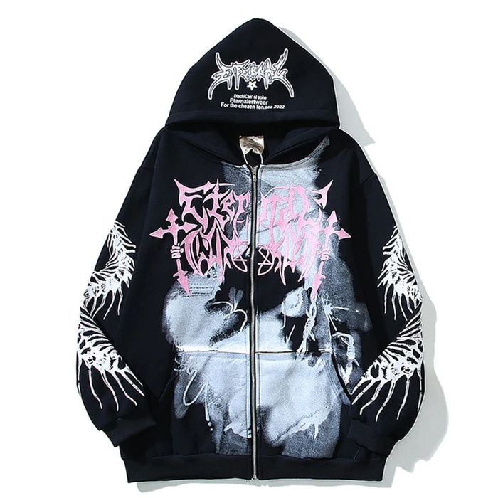 Vintage Black Vintage Pynk Y2k Gothic Opium Zip Hoodie | Grailed