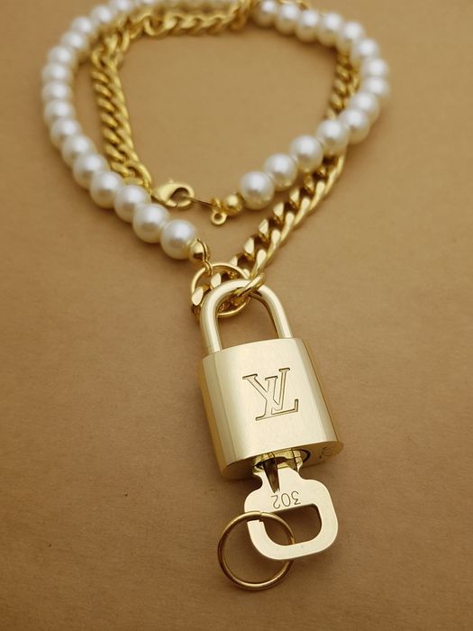 Louis Vuitton Louis Vuitton Lock Padlock necklace with bracelet LV lock ...