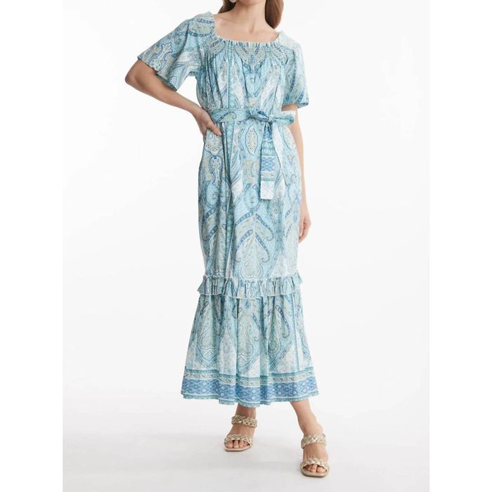 Designer TYLER BOE Erin Off The Shoulder Maxi Dress In Paisley | Grailed