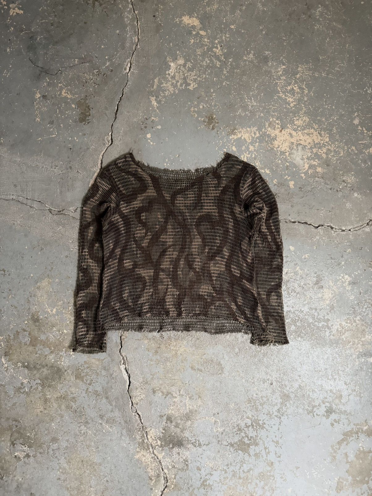 Number (N)ine FW04 “Give Peace A Chance” Tribal Heart Camo Fishnet Mesh ...