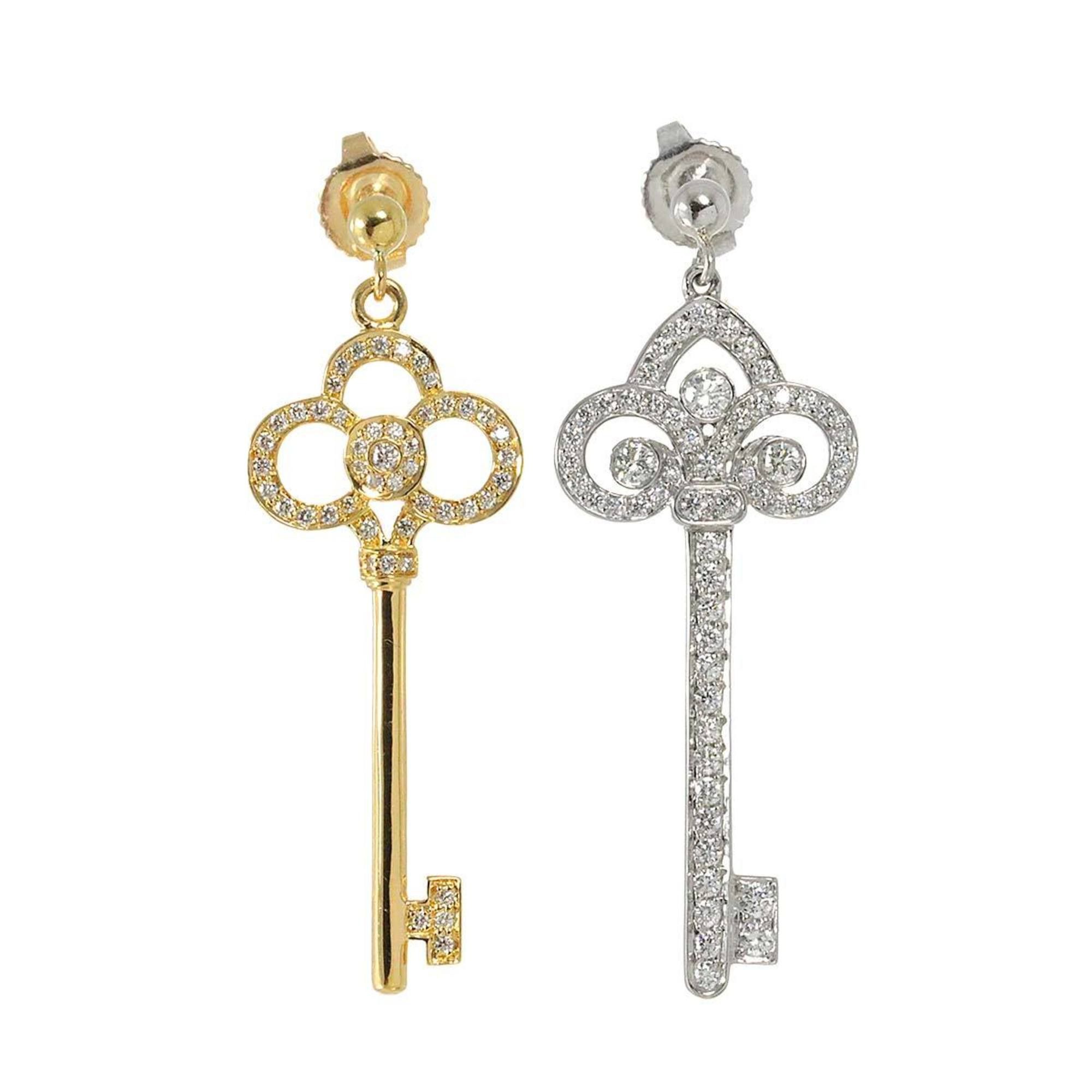 Tiffany Co. Tiffany Co. Fleur de lis Crown Key Diamond Earrings Pt Platinum K18 YG Yellow Gold 750 Pierced Grailed