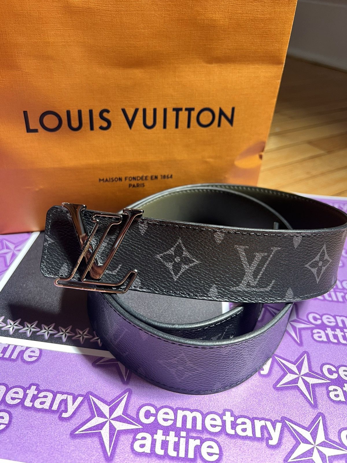 Louis Vuitton Louis Vuitton “LV Line” Reversible Belt Monogram Black 95 ...