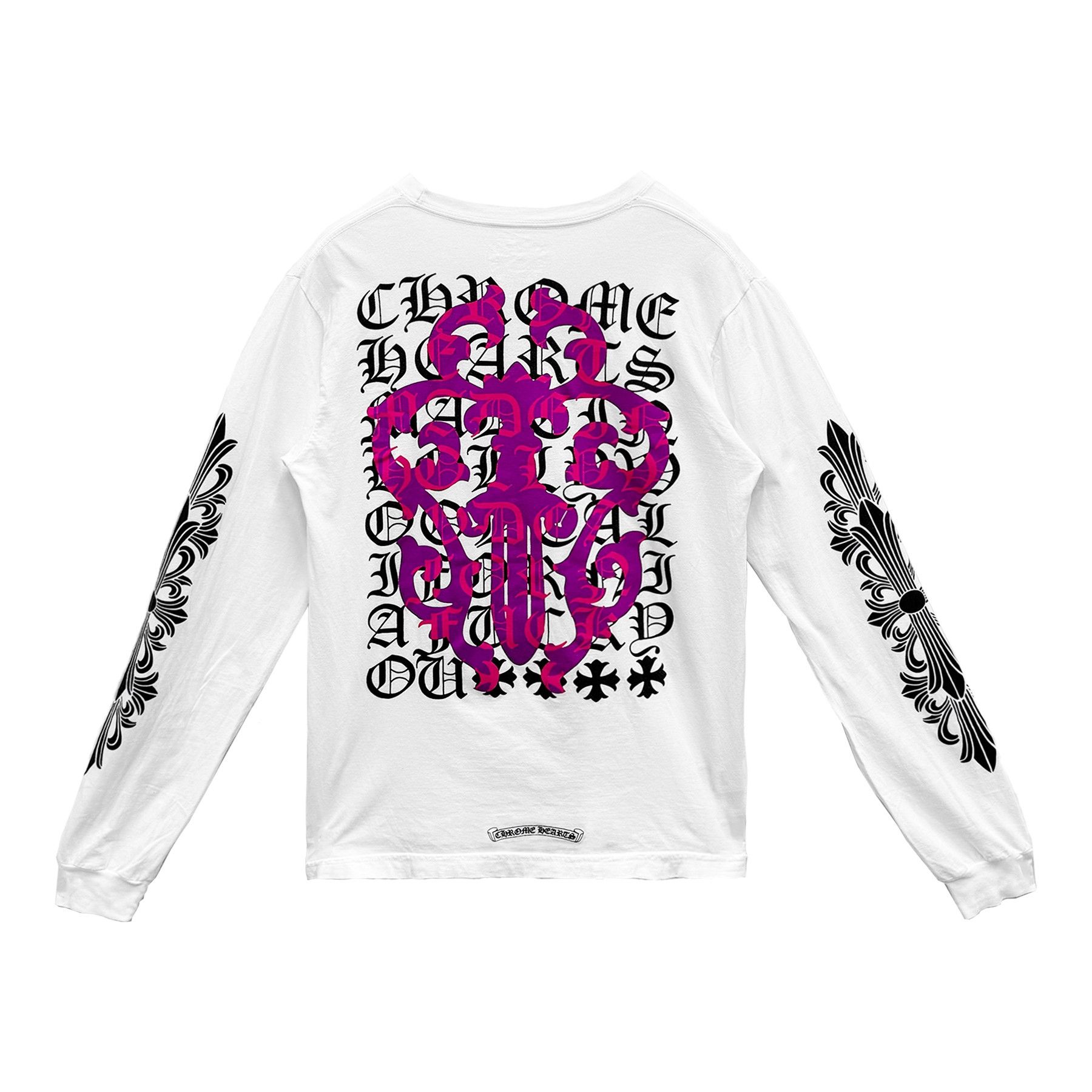 Chrome Hearts Chrome Hearts Pink Dagger Script Logo Long Sleeves Tee ...