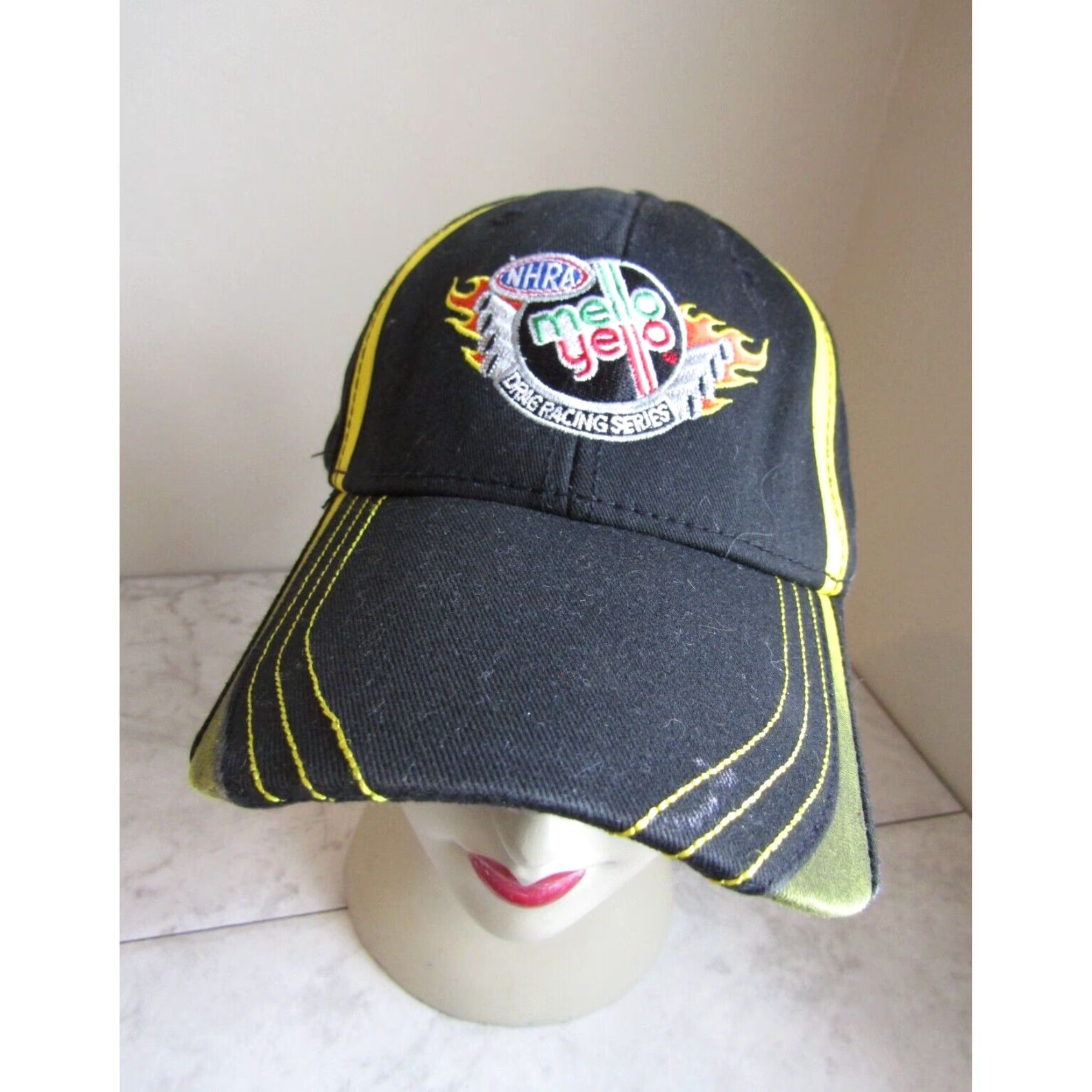 Logo 7 Black and Yellow 100% Cotton OSFM Baseball Hat with Embroidered ...