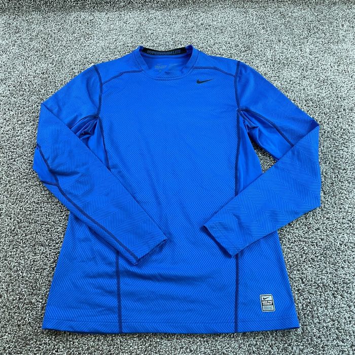 Nike Nike Pro Combat Shirt Mens Large Blue Hyperwarm Dri Fit Max Long ...