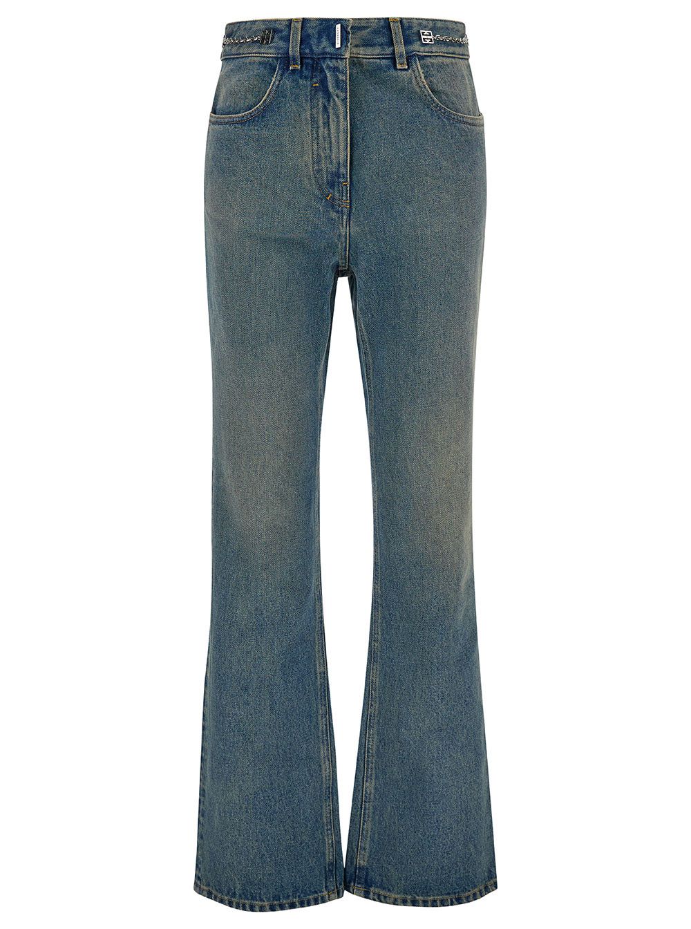 Givenchy Light Blue Bootcut Jeans with 4G Detail in Vintage Wash Denim ...