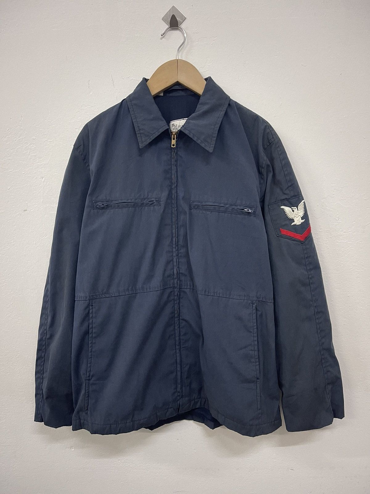 Military × Usn × Vintage 80s vintage US Navy blue utility jacket | Grailed