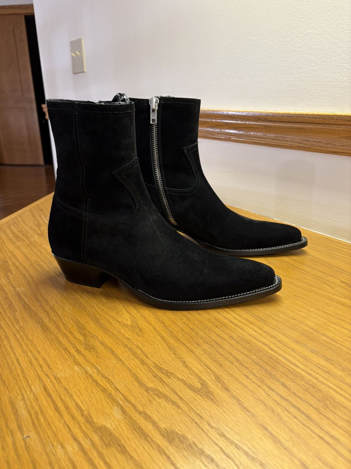 From The First New black suede Diego western boots | Grailed