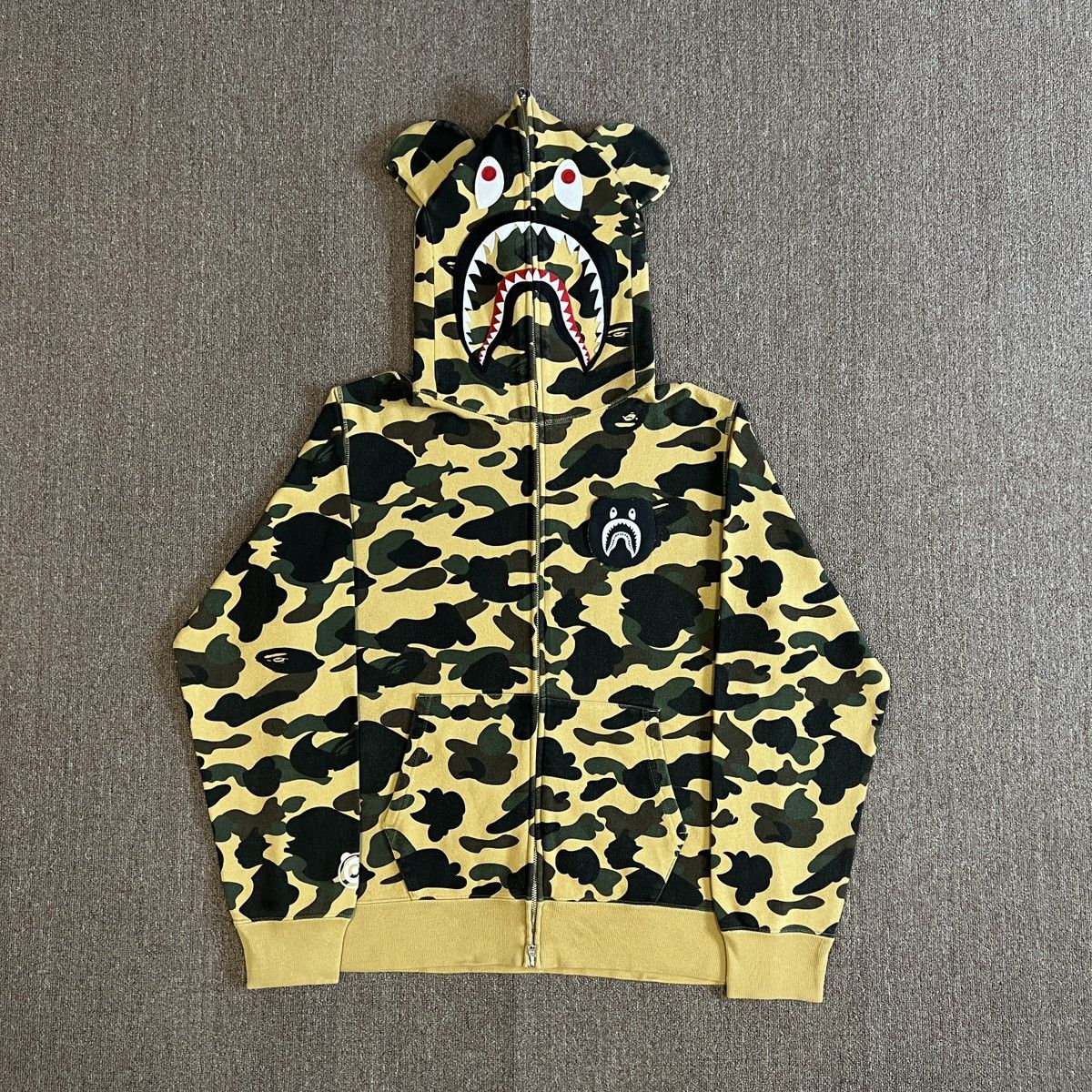 Bape × Medicom Bearbrick Bape X Bear brick Camo Shark Zip Up Hoodie ...