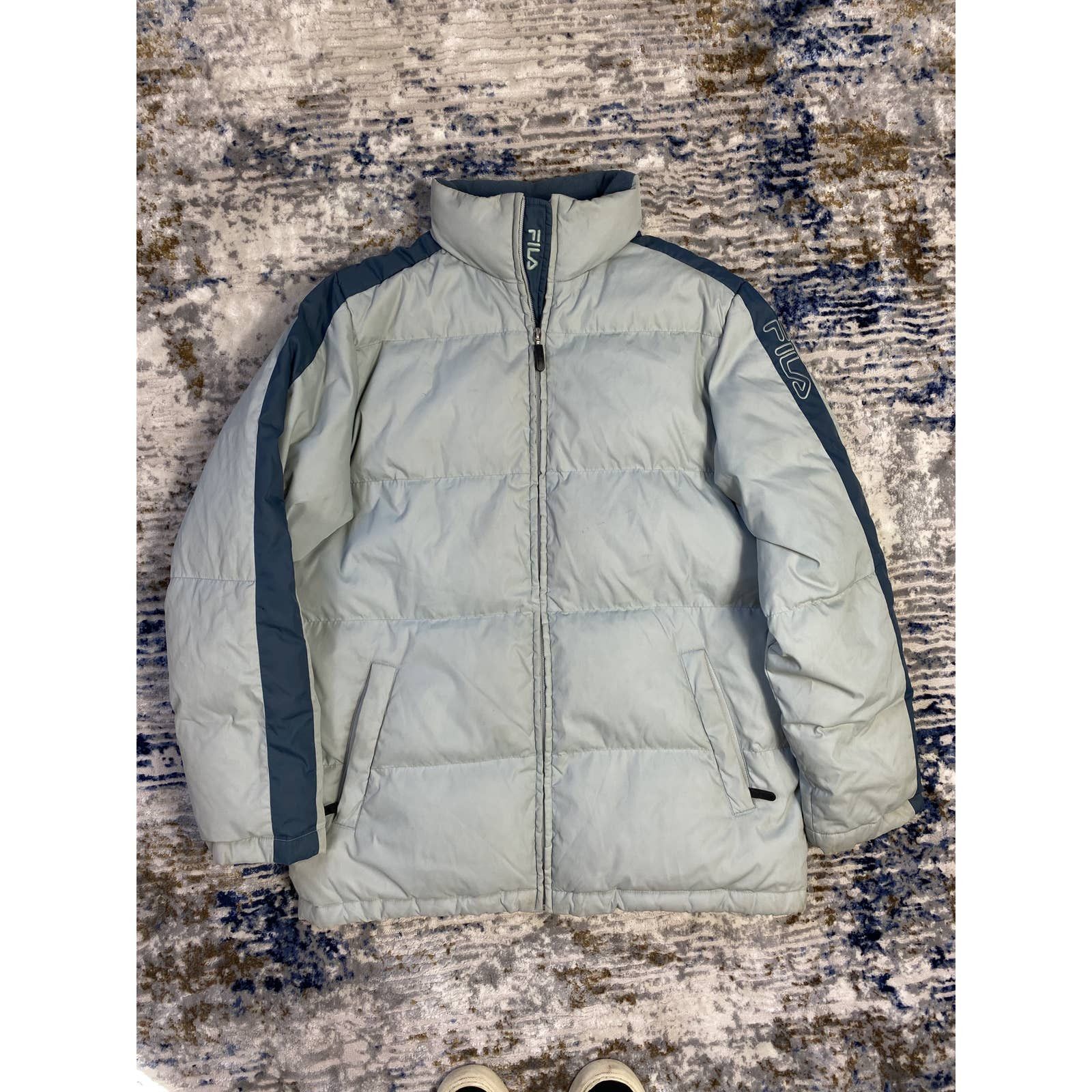 Fila VINTAGE LIGHT GREY FILA PUFFER JACKET | Grailed