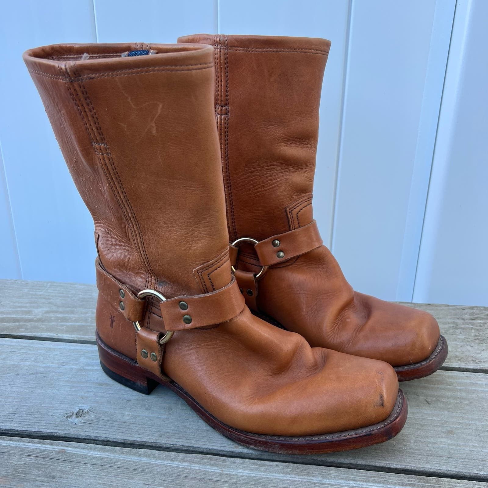 Frye Frye Harness Boot Tan Moto Square Toe Western Riding Boots | Grailed