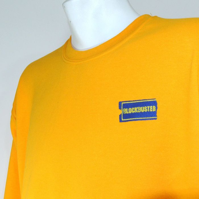 Gildan BLOCKBUSTER VIDEO Vintage Employee Uniform Yellow Sweatshirt ...
