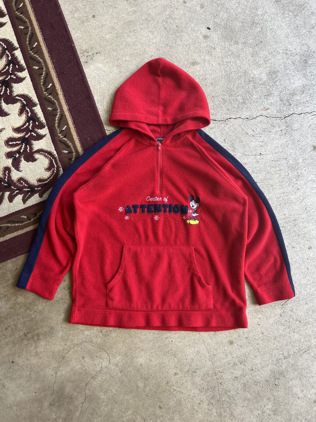Vintage 90s Disney Mickey Mouse Center of Attention Fleece Hoodie | Grailed