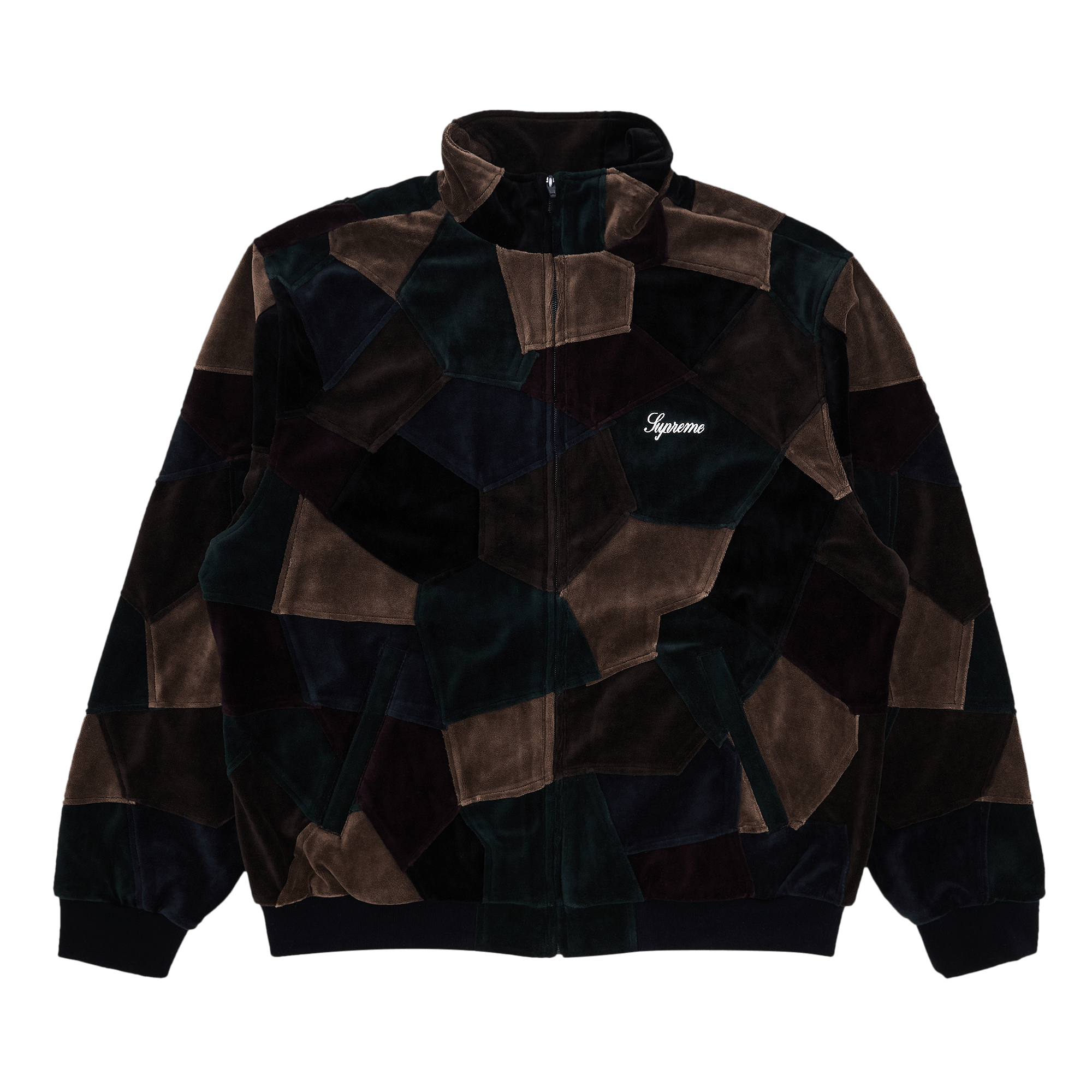 Supreme Supreme Patchwork Velour Track Jacket Dark Navy | Grailed