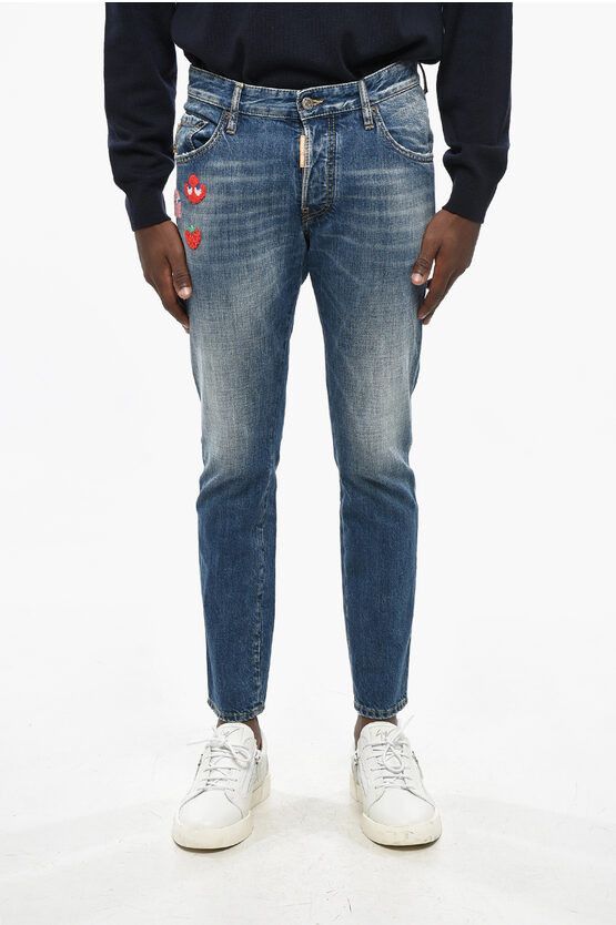 Dsquared2 PAC-MAN Straight-Leg Jeans SKATER with Contrast Patches 15cm ...