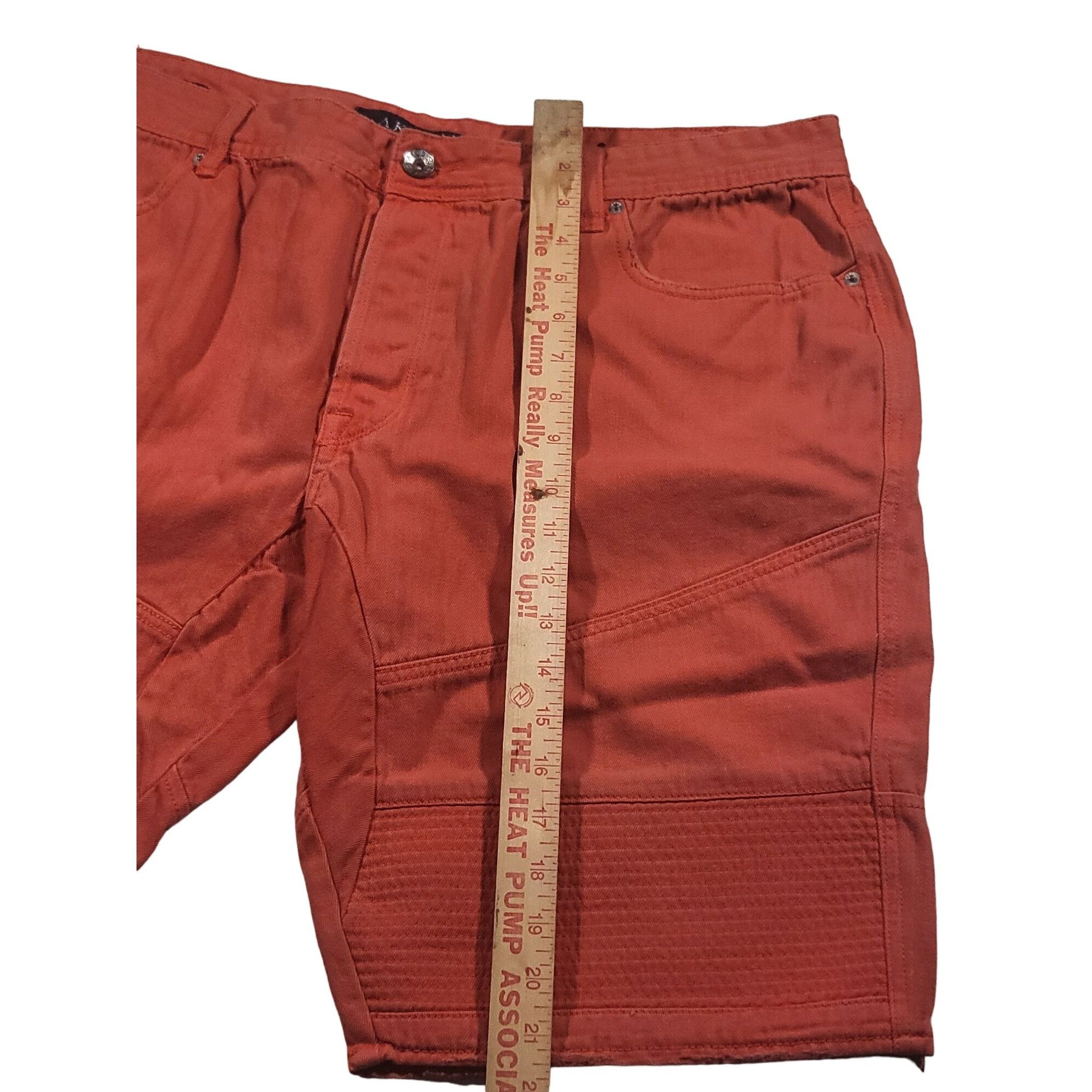 Akoo Akoo Denim Shorts Men Sz 44 Red No Rivals Standard Fit Butto | Grailed