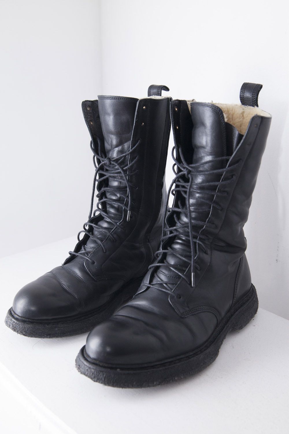 Balmain AW11 shearling combat boots | Grailed