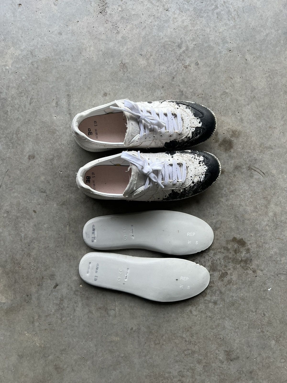 Maison Margiela Maison Margiela Replica Gat Black Paint Splatter Canvas ...