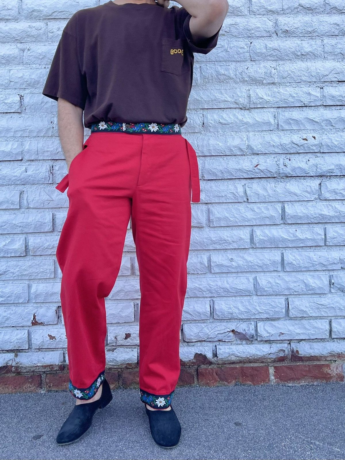 Bode Bode Floral Embroidery Trimmed Pants | Grailed