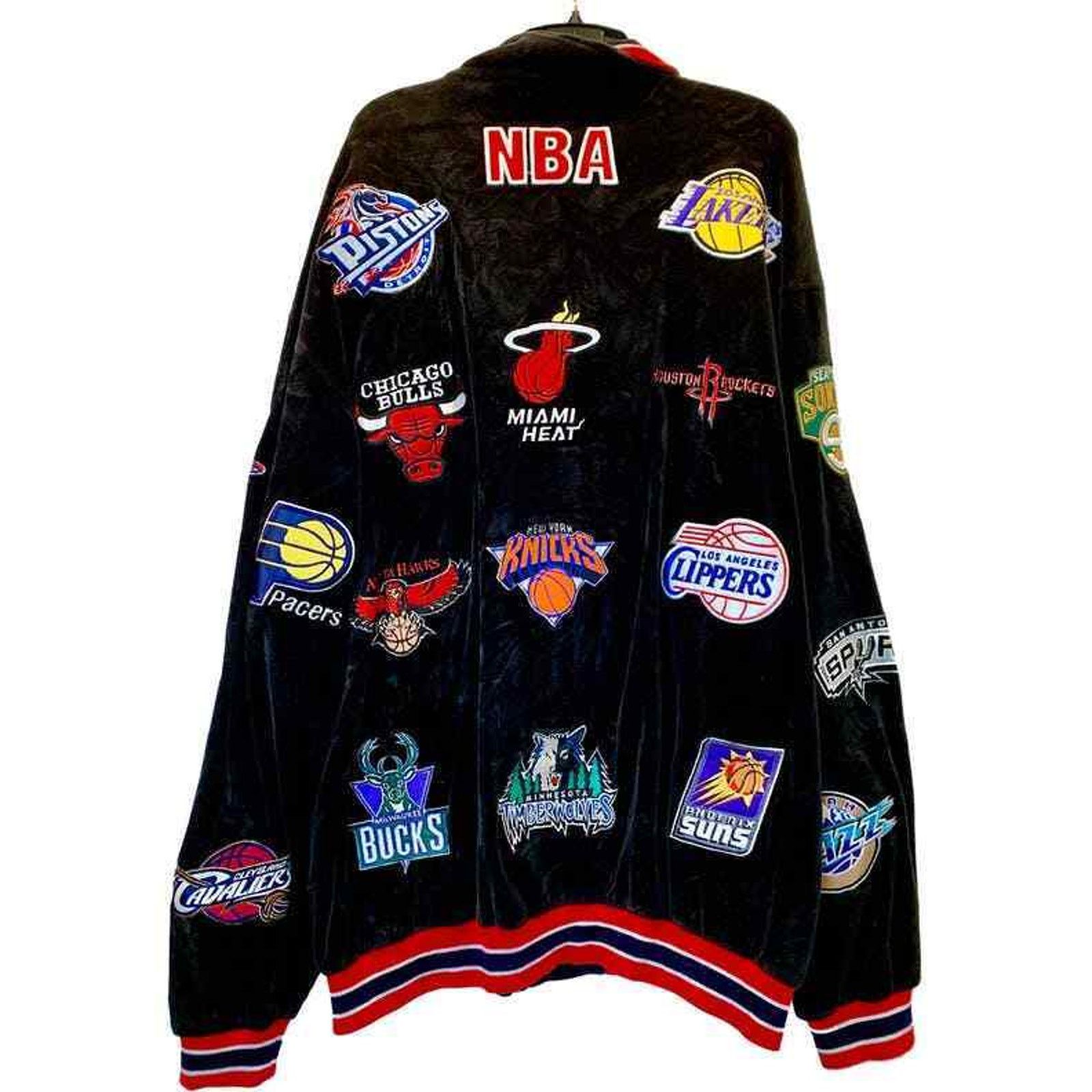 Vintage 90s RARE Velour Jacket NBA Eastern Western Team Patches 3XL ...