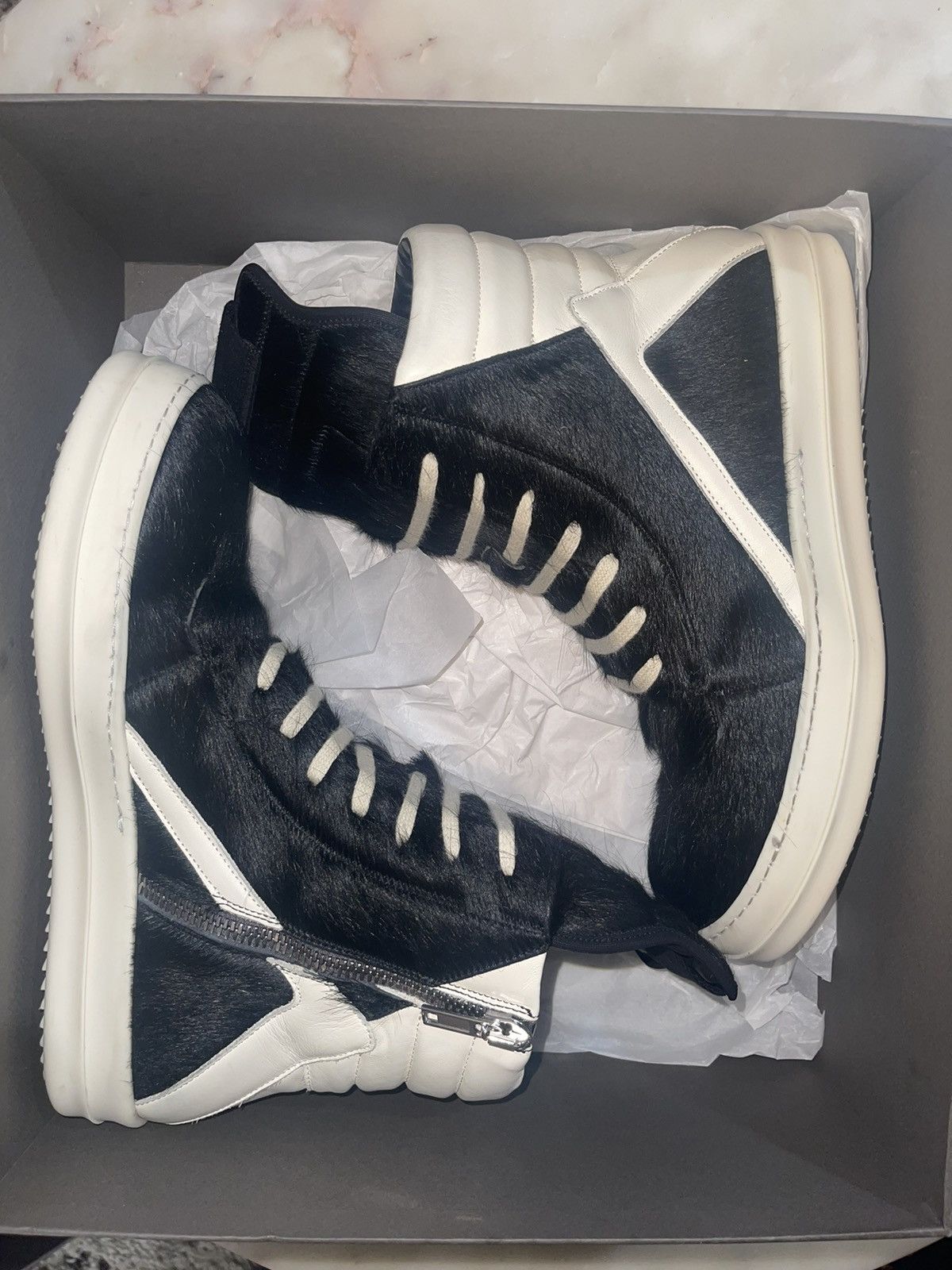 Rick Owens Black Rick Owens Pony Fur Geobaskets | Grailed