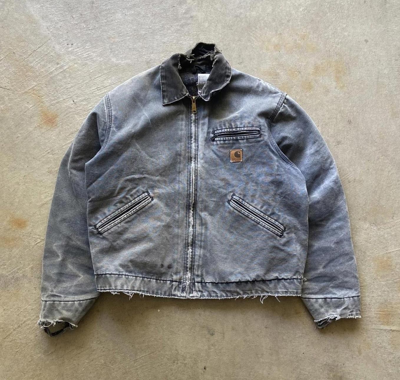 Carhartt Carhartt Thrashed Grey Detroit Trucker Jacket | Grailed