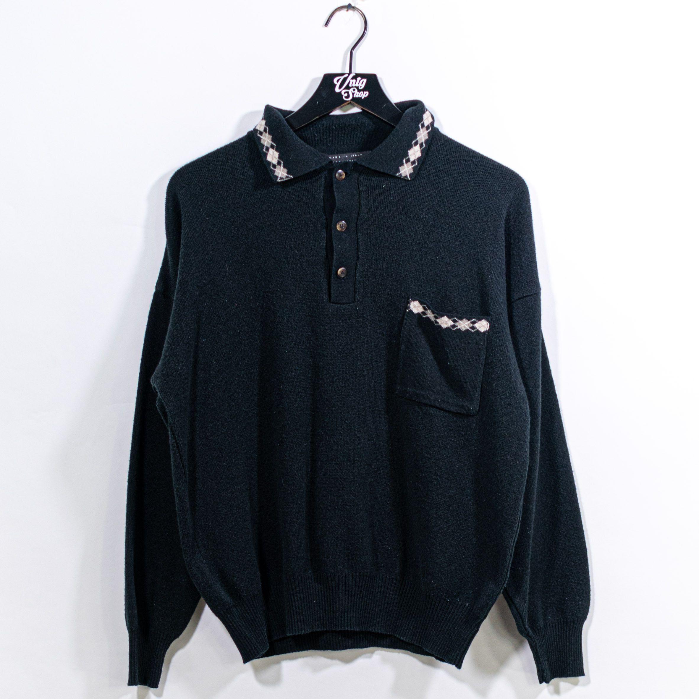 Vintage Metropolitan View Made in Italy Knit Polo Shirt Long Sleeve ...