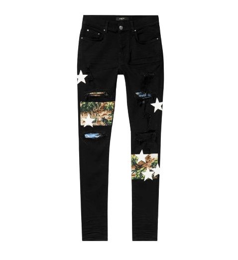Amiri Amiri Hawaiian Star Patch Jeans Black | Grailed