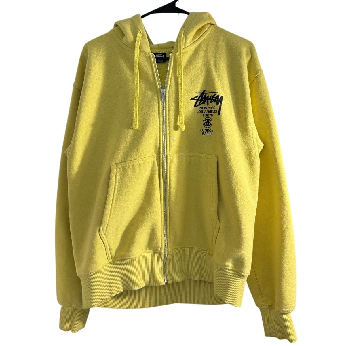 Stussy Stussy World Tour Logo Zip Up Hoodie Yellow Size Small | Grailed